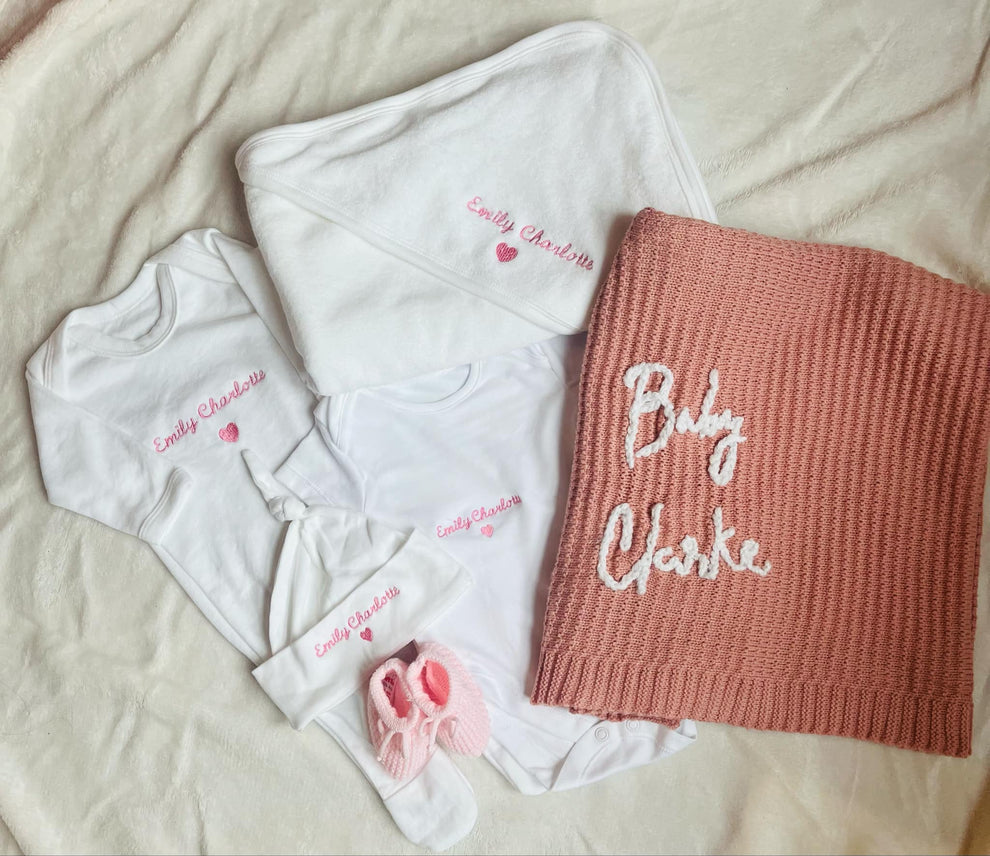 Personalised Newborn Baby Set | Embroidered Baby Gif – TheLabelMaker